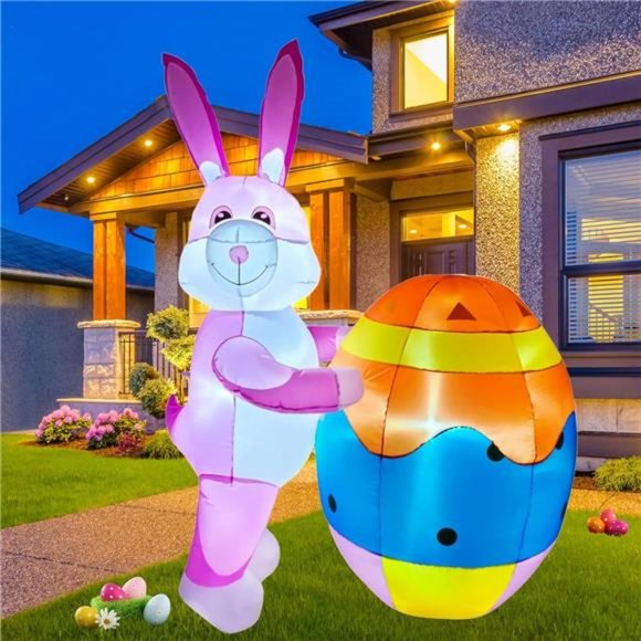 Holiday | 6ft Inflatable Easter Bunny Decorations Buildin Led Lights ...